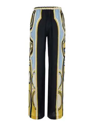 La DoubleJ Club' Pants With Elasticated Waist And All-over Geometric Print In Silk For - Multicolor