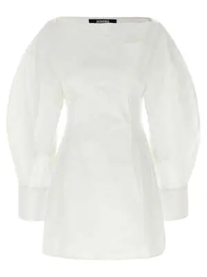 Jacquemus La Robe Chemise Casaco Cotton Poplin Dress - White