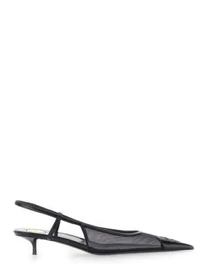 Saint Laurent Gaspar' Black Pointed Pumps With Elastic Strap In Leather For - Multicolor