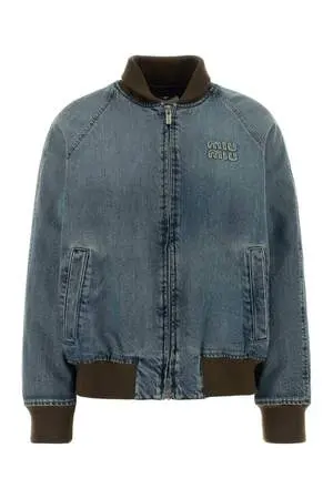 Miu Miu Denim Bomber Jacket - Blue