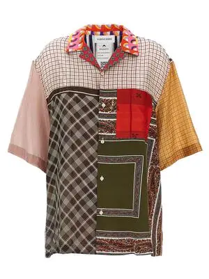 MARINE SERRE Regenerated Silk Scarves Bowling' Shirt - Multicolor