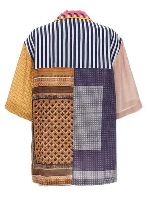 MARINE SERRE Regenerated Silk Scarves Bowling' Shirt - Multicolor