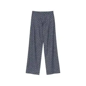 Gucci Gg Supreme Pattern Denim Palazzo Trousers - Blue
