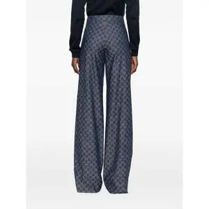 Gucci Gg Supreme Pattern Denim Palazzo Trousers