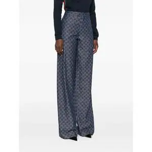 Gucci Gg Supreme Pattern Denim Palazzo Trousers