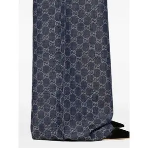Gucci Gg Supreme Pattern Denim Palazzo Trousers