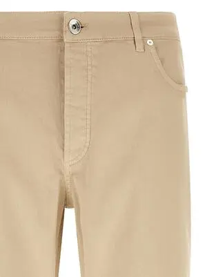Brunello Cucinelli Coat Of Arms Embroidery Jeans - Cream