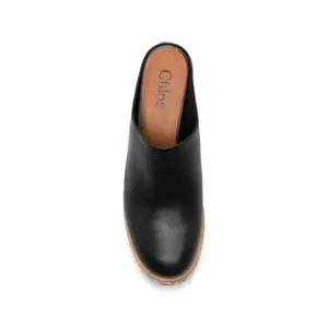 Chloé Leather Platform Wedge Mules