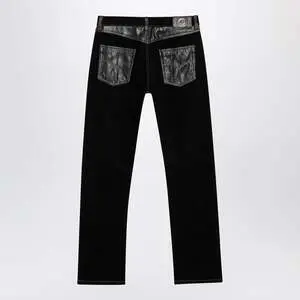 Versace Straight-leg Denim And Leather Jeans