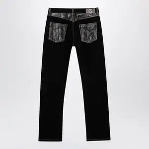 Versace Straight-leg Denim And Leather Jeans