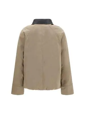 Brunello Cucinelli Padded Down Jacket With Leather Collar - Cream