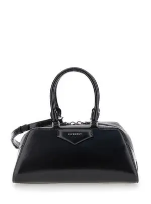 Givenchy Black Small 'antigona East West' Handbag With Adjustable And Removable Shoulder Strap And Lettering Logo On The Front In Leather For - Multicolor