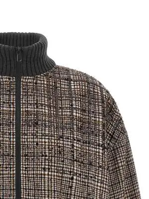 Brunello Cucinelli Sequin Check Bomber Jacket - Brown