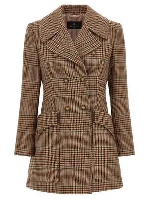 Etro Prince Of Wales Coat - Brown