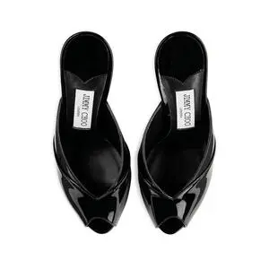 JIMMY CHOO Patent Leather Stiletto Mules - Black
