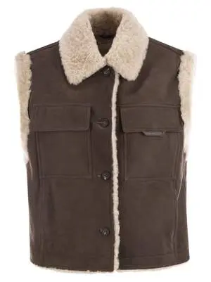 Brunello Cucinelli Sleeveless Shearling Outerwear - Brown