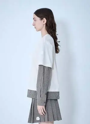 Moncler Layered Check T-shirt - White