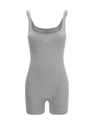 MARINE SERRE Moon Logo Ribbed Jersey Short Catsuit - Gray