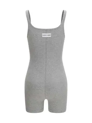 MARINE SERRE Moon Logo Ribbed Jersey Short Catsuit - Gray