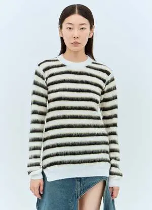Marni Striped Wool-mohair Sweater - White