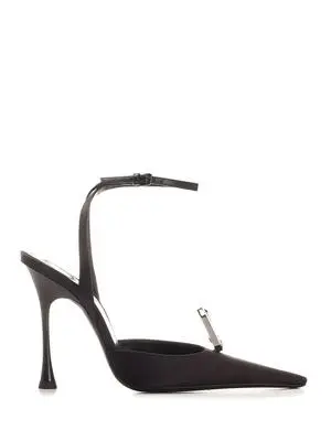 Saint Laurent Doville Satin Slingback - Black