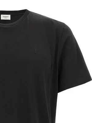 Saint Laurent Cassandre' Embroidery T-shirt - Black