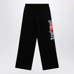 Balenciaga Jogger Trousers With Logo Print - Black