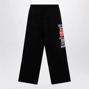 Balenciaga Jogger Trousers With Logo Print - Black
