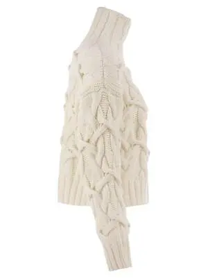 Brunello Cucinelli Cashmere Braided High-neck Sweater - White