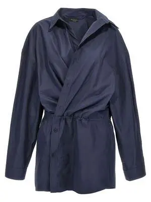 Balenciaga Stile Camicia Mini Dress - Blue