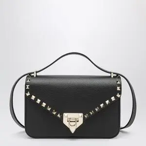 Valentino Garavani Rockstud Crossbody Bag In Calfskin Leather - Black