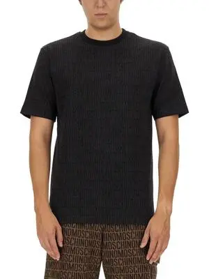 Moschino T-shirt With All Over Logo - Black
