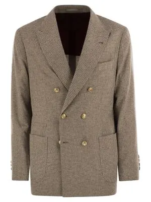 Brunello Cucinelli One-and-a-half Breasted Deconstructed Jacket In Checked Flannel - Cream