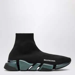 Balenciaga Blue Speed 2.0 Iridescent Knit Sneakers - Black