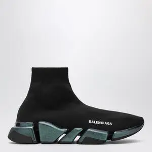 Balenciaga Blue Speed 2.0 Iridescent Knit Sneakers - Black