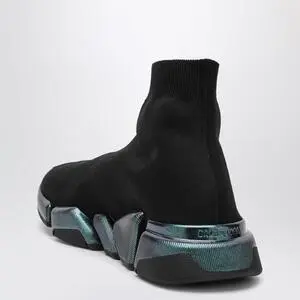 Balenciaga Blue Speed 2.0 Iridescent Knit Sneakers - Black