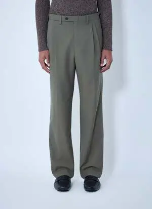 Prada Wide-leg Wool Pants - Green