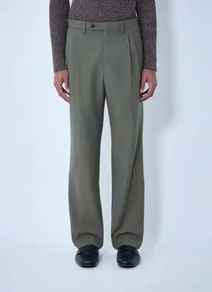 Prada Wide-leg Wool Pants - Green