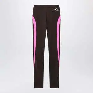 Balenciaga Techwear Leggings In Khaki/neon Pink Technical Fabric - Brown