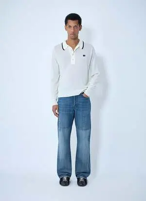 WALES BONNER Patched Slub Wide-leg Jeans