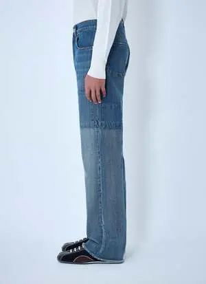 WALES BONNER Patched Slub Wide-leg Jeans