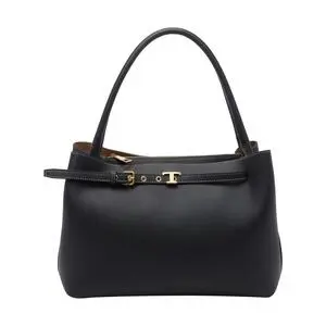 TOD'S Small T Signature Leather Handbag - Black