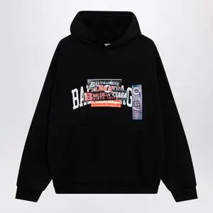 Balenciaga Hoodie With Logo Print - Black