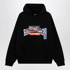 Balenciaga Hoodie With Logo Print - Black