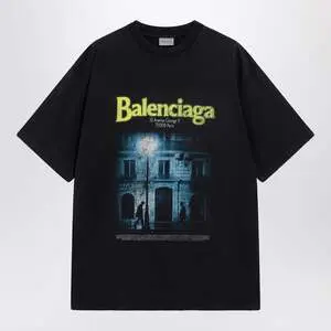 Balenciaga The Address Menâ€s Regular-fit T-shirt In Faded Cotton - Black