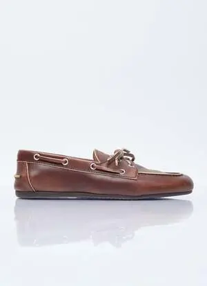 Miu Miu Leather Lace-up Loafers - Brown