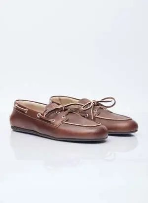 Miu Miu Leather Lace-up Loafers - Brown