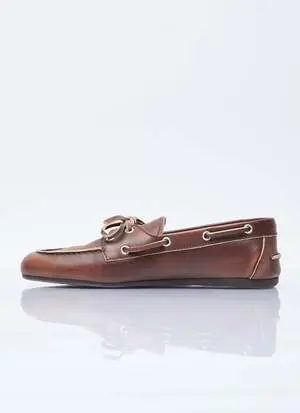 Miu Miu Leather Lace-up Loafers - Brown