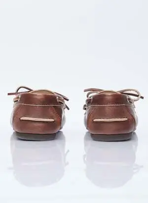Miu Miu Leather Lace-up Loafers - Brown