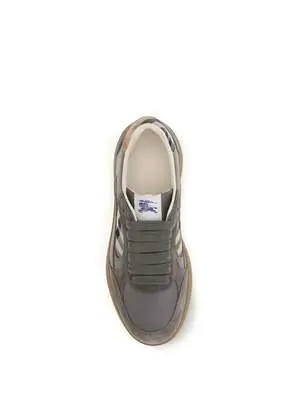 Burberry Terrace Leather And Check Sneakers